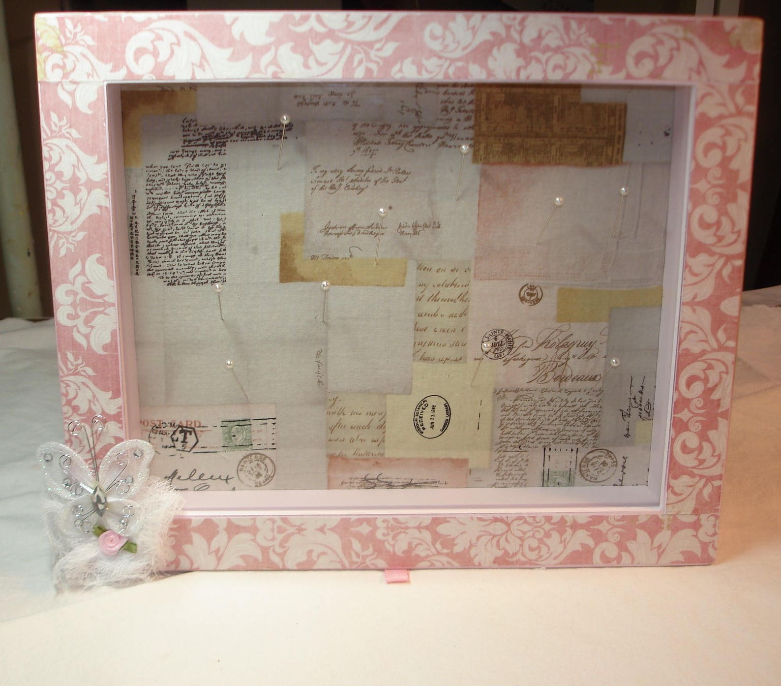 Pink Shadow Box Shabby Pink Display Box Fabric Covered - Etsy