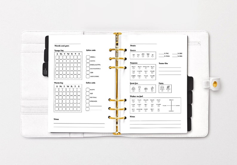 Cannabis Usage Tracker for A6 Printable Journal Pages Calendar for Weed ...