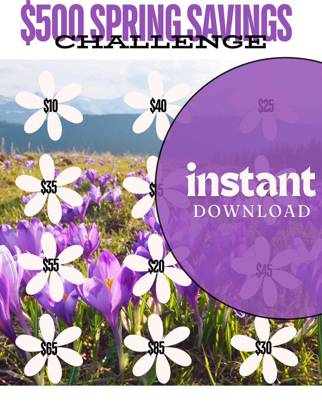 500 Dollar Spring Savings Challenge Printable | Flower Tracker (PDF ...