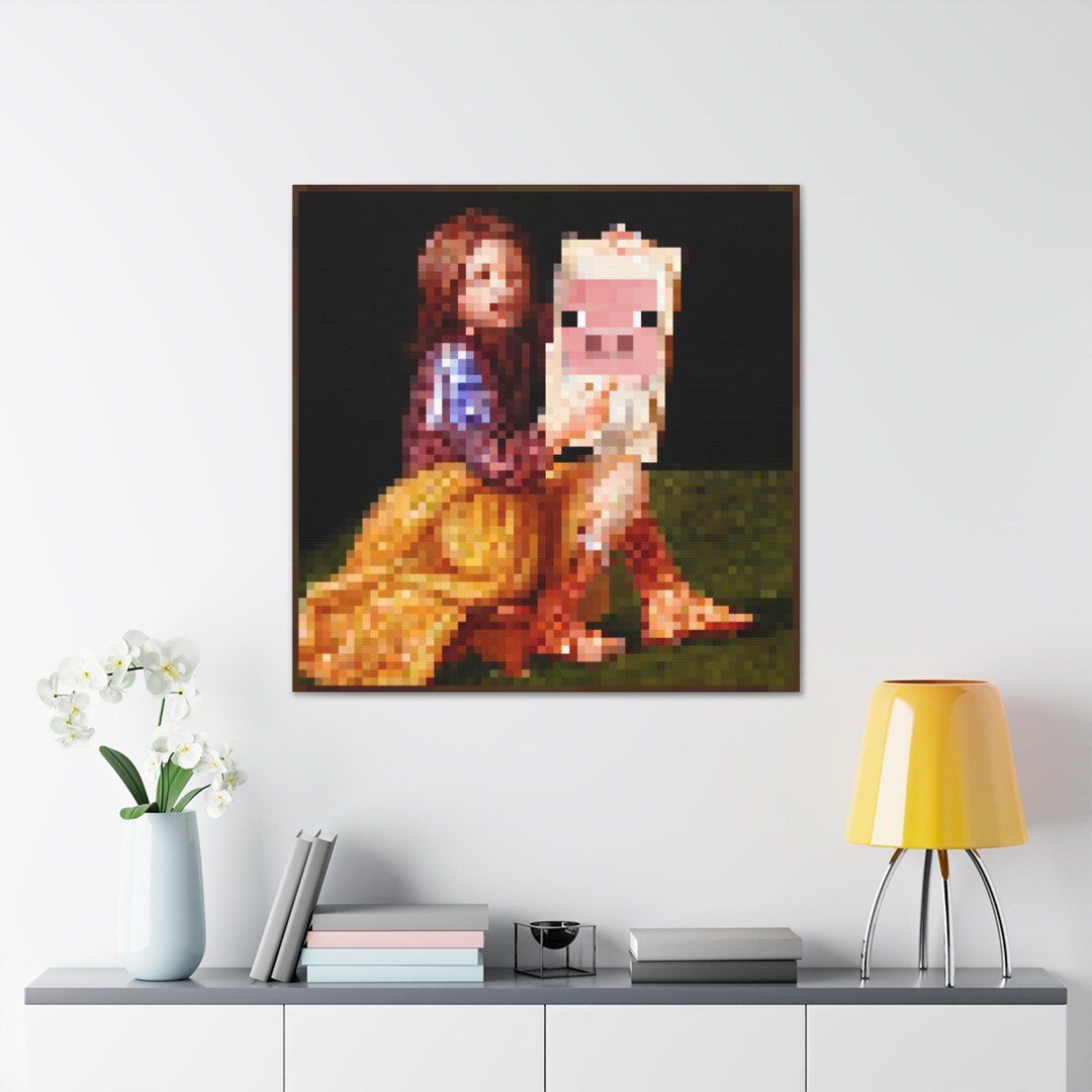 Minecraft Lady With Pig Painting - Etsy