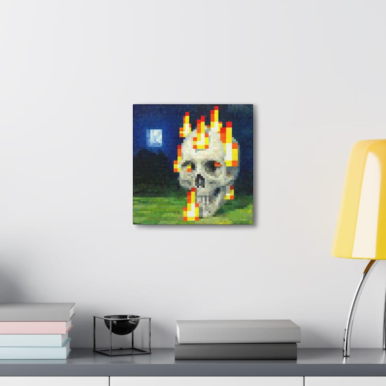 Minecraft Skull on Fire Painting Featured In-game - Etsy