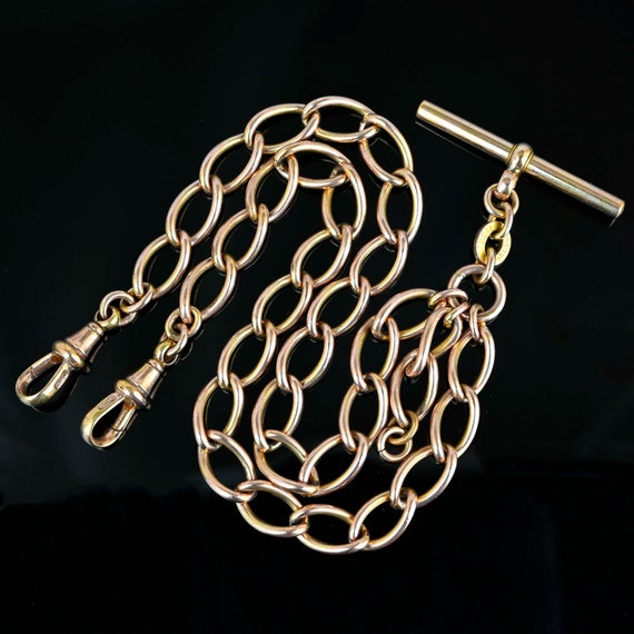 Antique Watch Chain Necklace, Rolled Gold Wide Curb L… - Gem