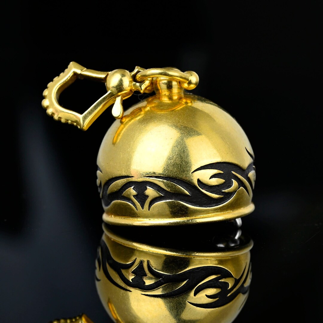 18K Gold Paul Morelli Bell Pendant, Large Meditation Bell Charm, Black ...
