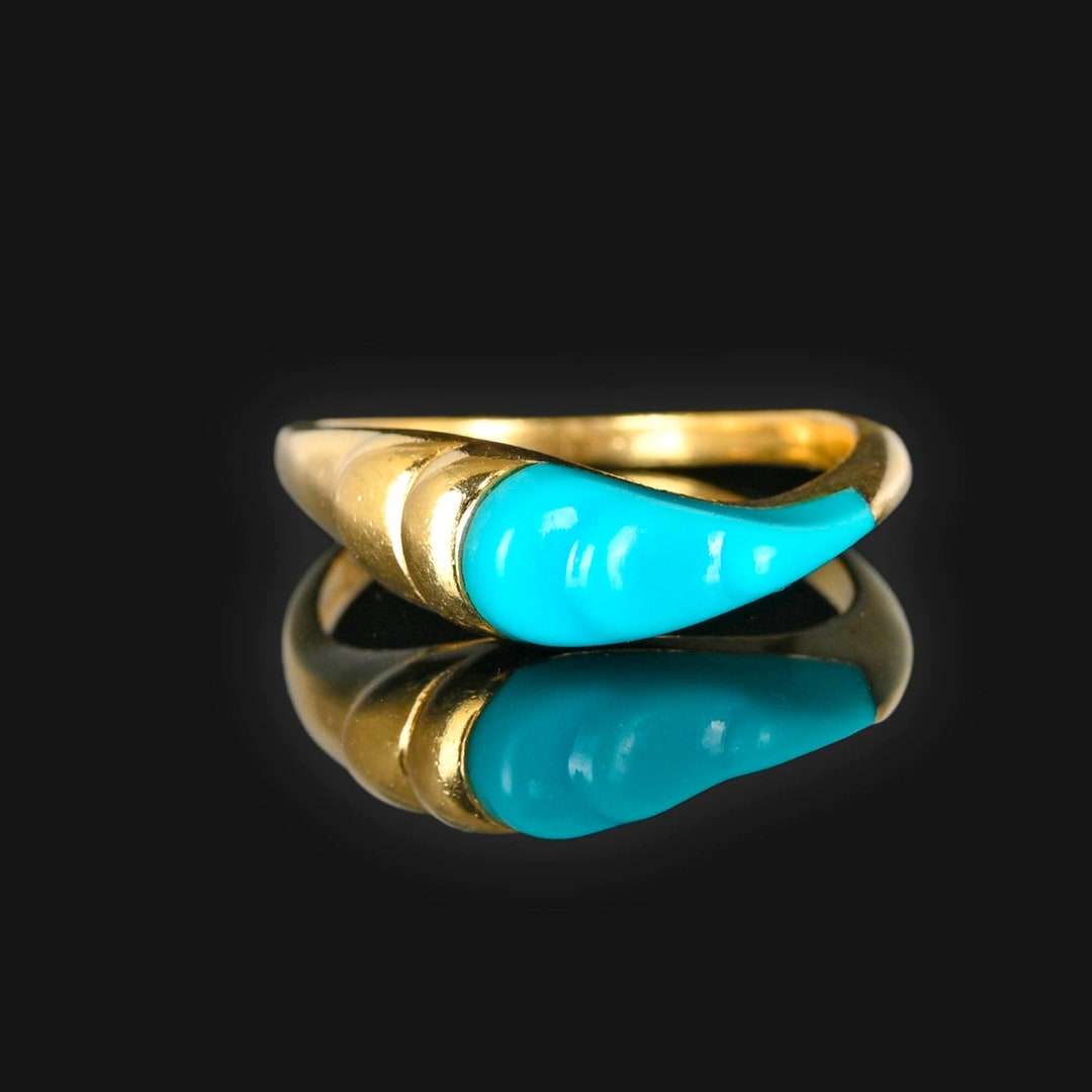 Kabana 14K Gold Turquoise Ring Gold Band Ring Gold Stacking - Etsy