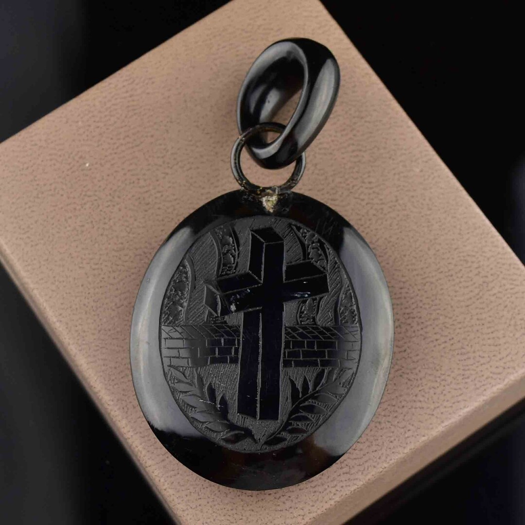 Antique Whitby Jet Cross Locket Pendant, Victorian Carved Cross ...