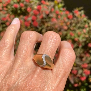 Vintage 14K Gold Curve Diamond Ring, S Curve Diamond Gold Ring, Unique ...