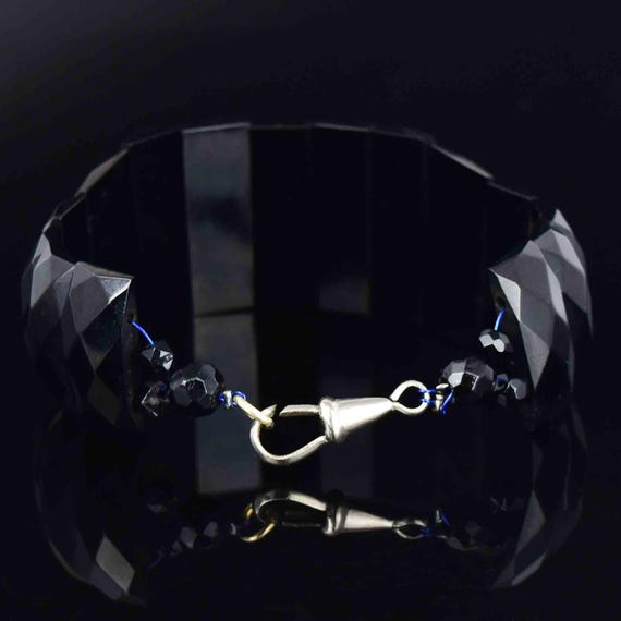 Antique Carved Whitby Jet Bracelet, Wide Victorian Ge… - Gem