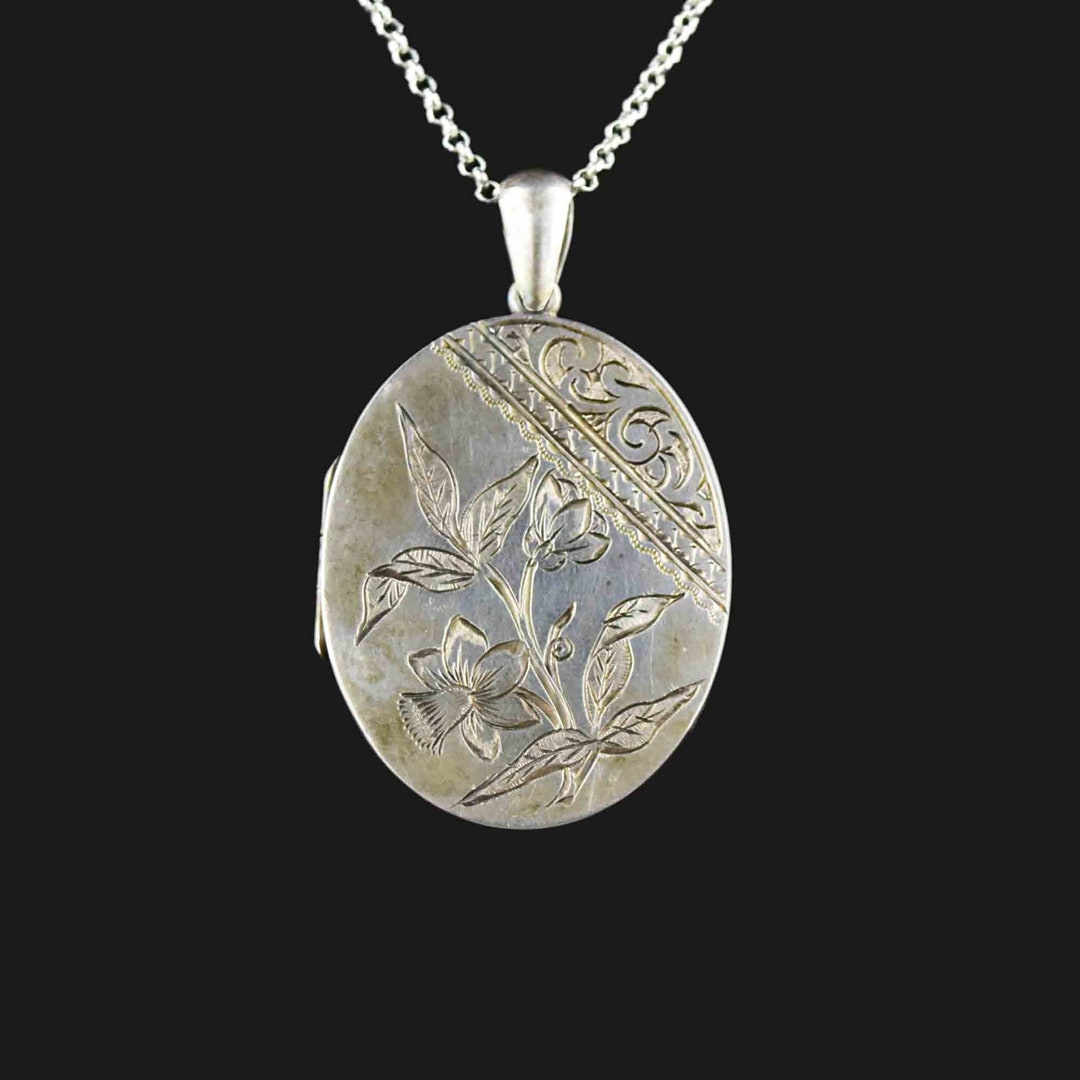 Antique Victorian Sterling Silver Locket, Victorian Daffodil Flower ...