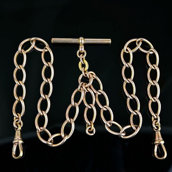 Antique Watch Chain Necklace, Rolled Gold Wide Curb L… - Gem