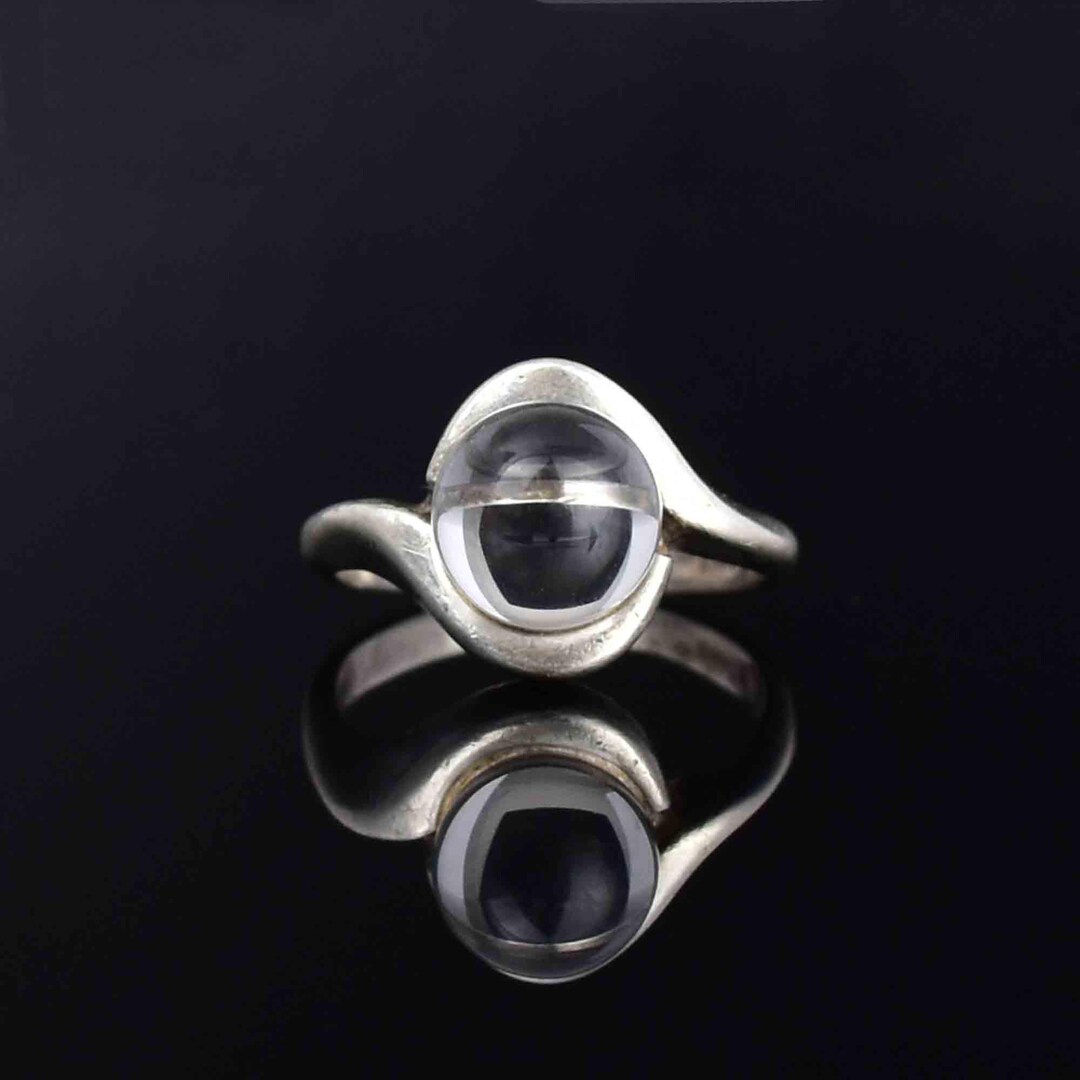 Vintage Pools of Light Rock Crystal Ring, Sterling Silver Quartz Pools ...