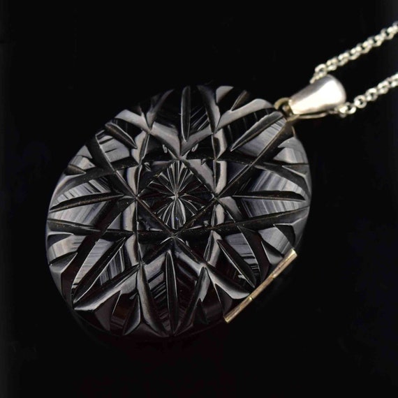 Antique Carved Whitby Jet Locket, Victorian Carved St… - Gem