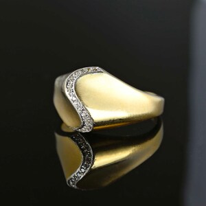 Vintage 14K Gold Curve Diamond Ring, S Curve Diamond Gold Ring, Unique ...