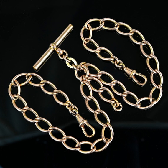 Antique Watch Chain Necklace, Rolled Gold Wide Curb L… - Gem