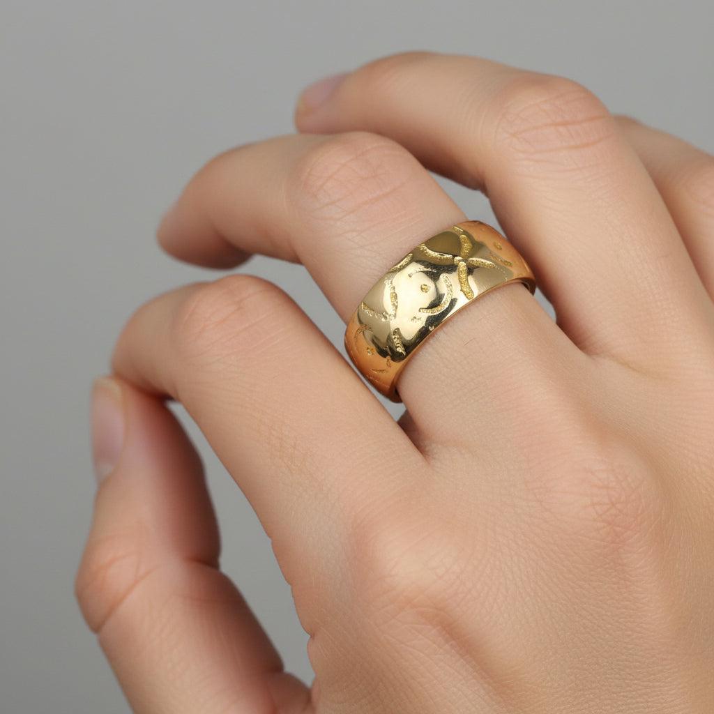 Antique 18K Gold Forget Me Not Ring - Victorian Wedding Band - Etsy