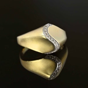 Vintage 14K Gold Curve Diamond Ring, S Curve Diamond Gold Ring, Unique ...