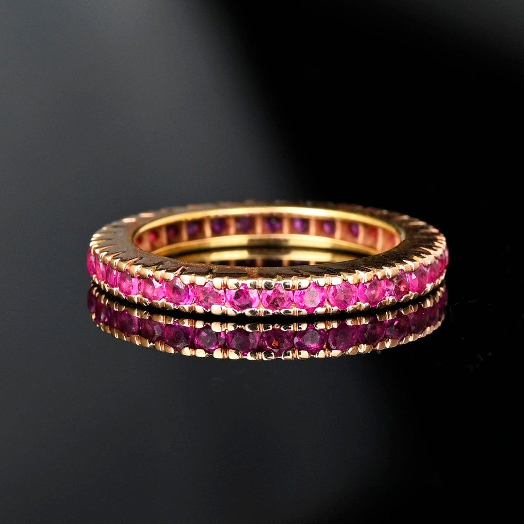 Vintage 14K Rose Gold Ruby Eternity Ring Band Ruby Wedding - Etsy