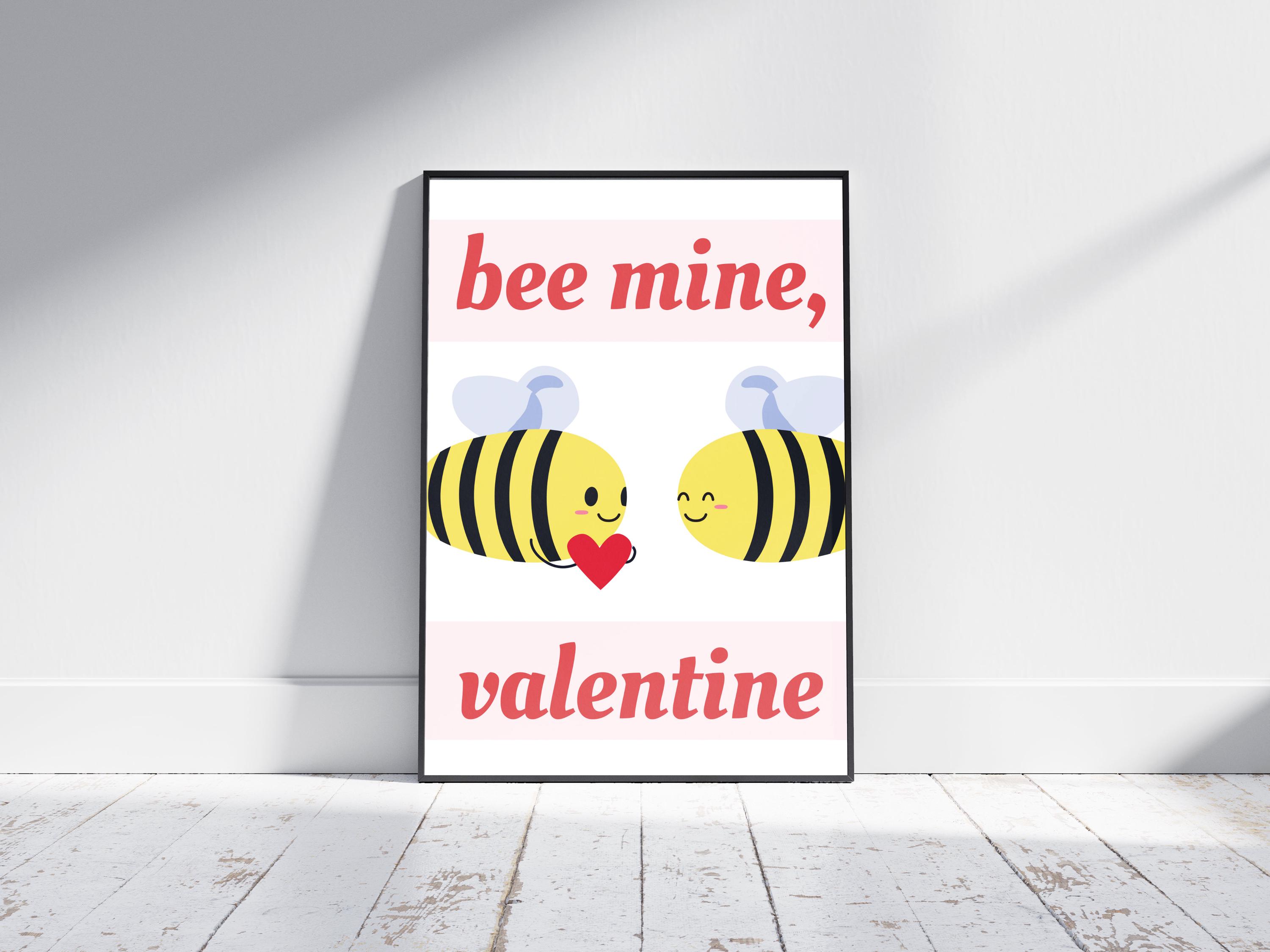 Valentine's Day Art Print, Bee Mine Valentine Love Print - Etsy