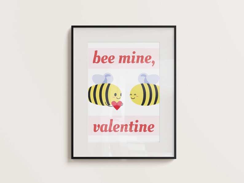 Valentine's Day Art Print, Bee Mine Valentine Love Print - Etsy