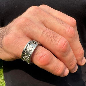 Rotating Gears Spinner Ring, Fidget Ring, Cogwheel Rotating Ring, Wide ...
