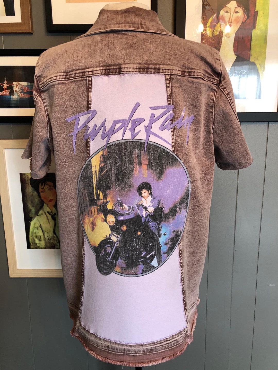 Prince Purple Rain Up-cycled Purple Long Line Denim Jacket/mini Dress ...