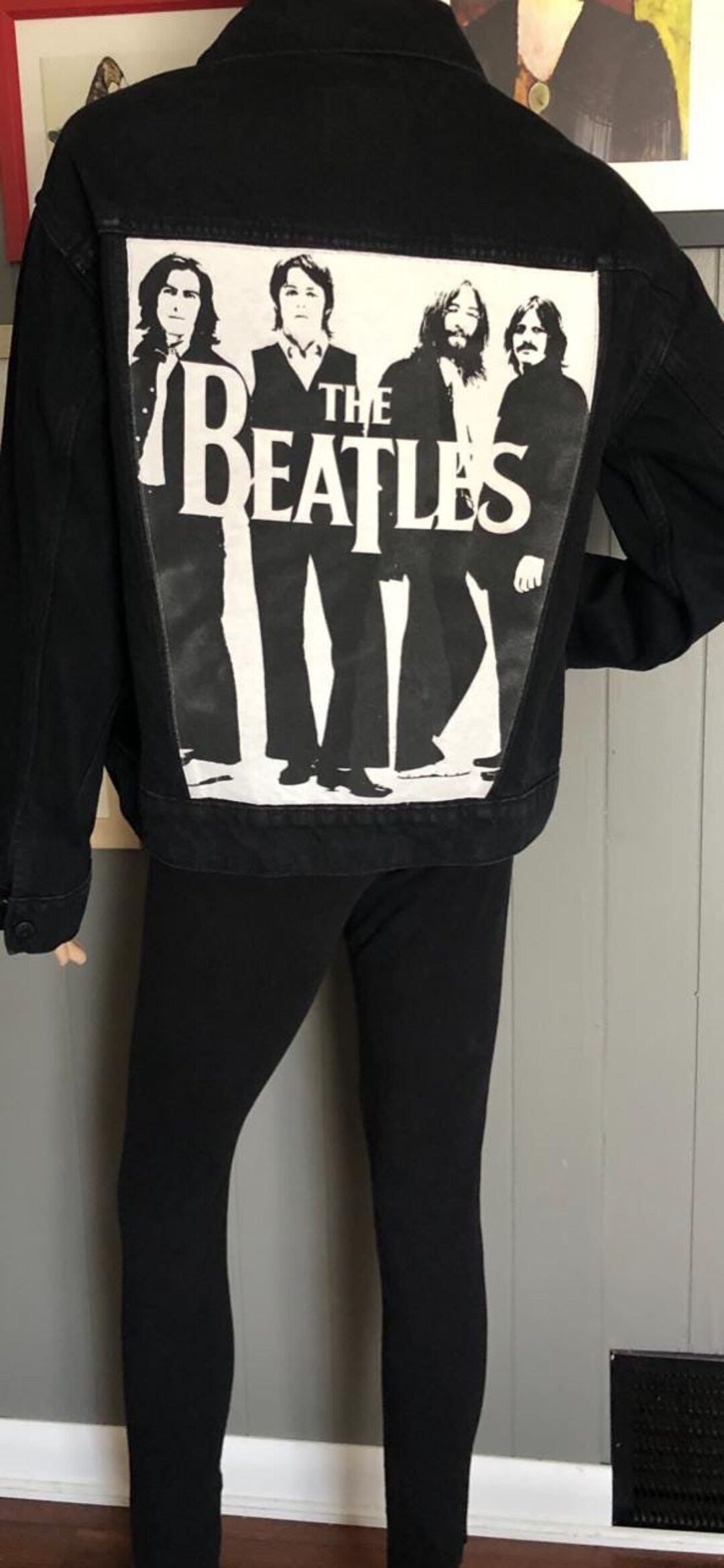 The Beatles Up-cycled Black Denim Jacket Women's Size Large - Etsy