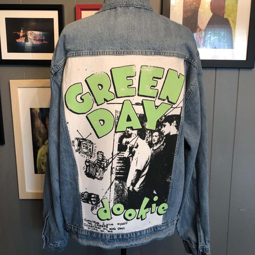 Green Day Dookie Up-cycled Men's Denim Jacket Size 2X - Etsy