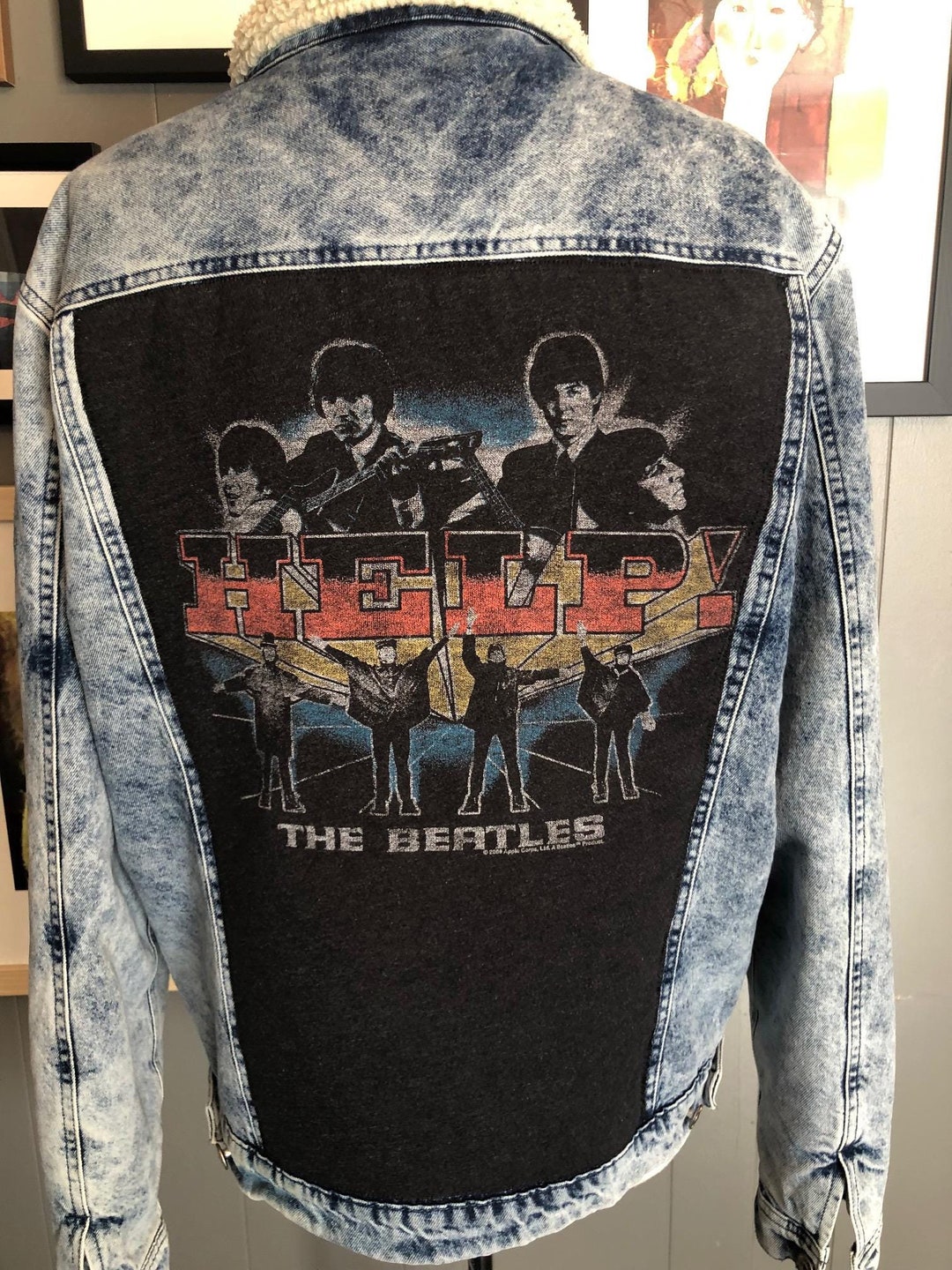 The Beatles HELP Up-cycled Men's Sherpa Denim Jacket Size XL - Etsy