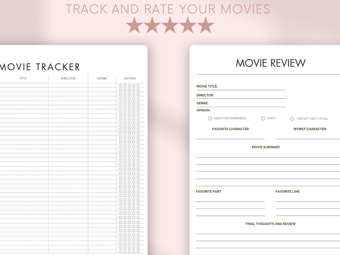 Movie Review, Movie Tracker, Printable Movie Review Template ...