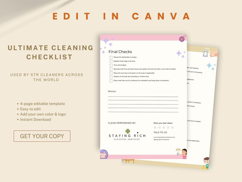 STR Cleaning Airbnb Cleaning Checklist Housekeeping Checklist Official ...