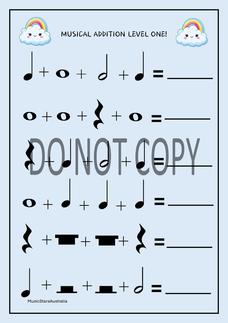 Music Theory Worksheets - Colourful for Kids - Etsy