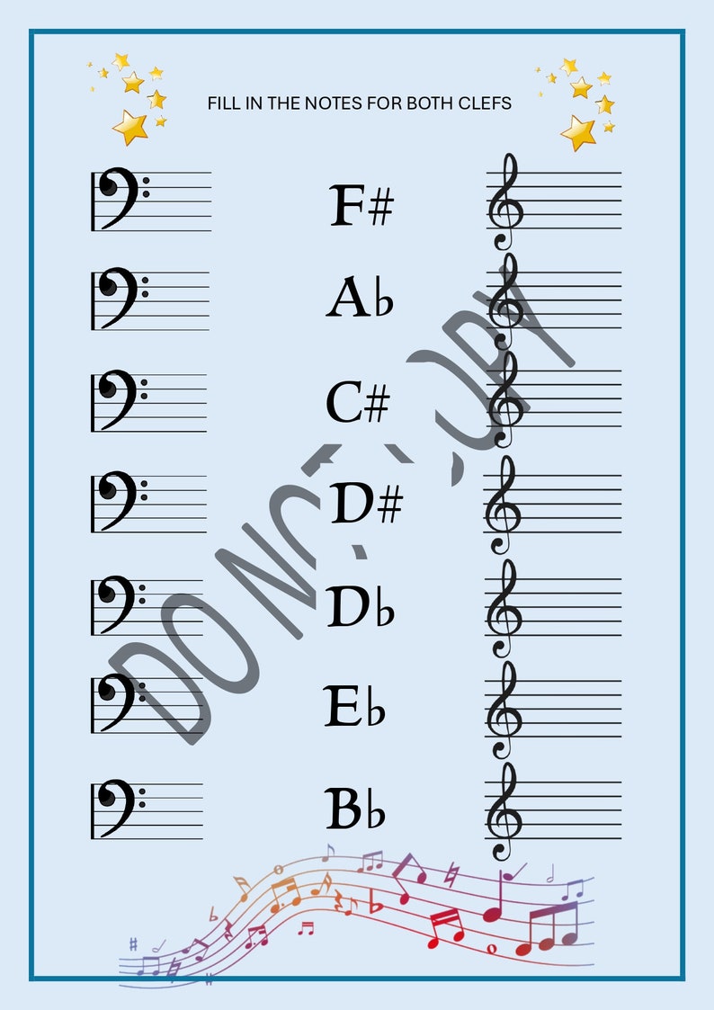 Music Theory Worksheets - Colourful for Kids - Etsy