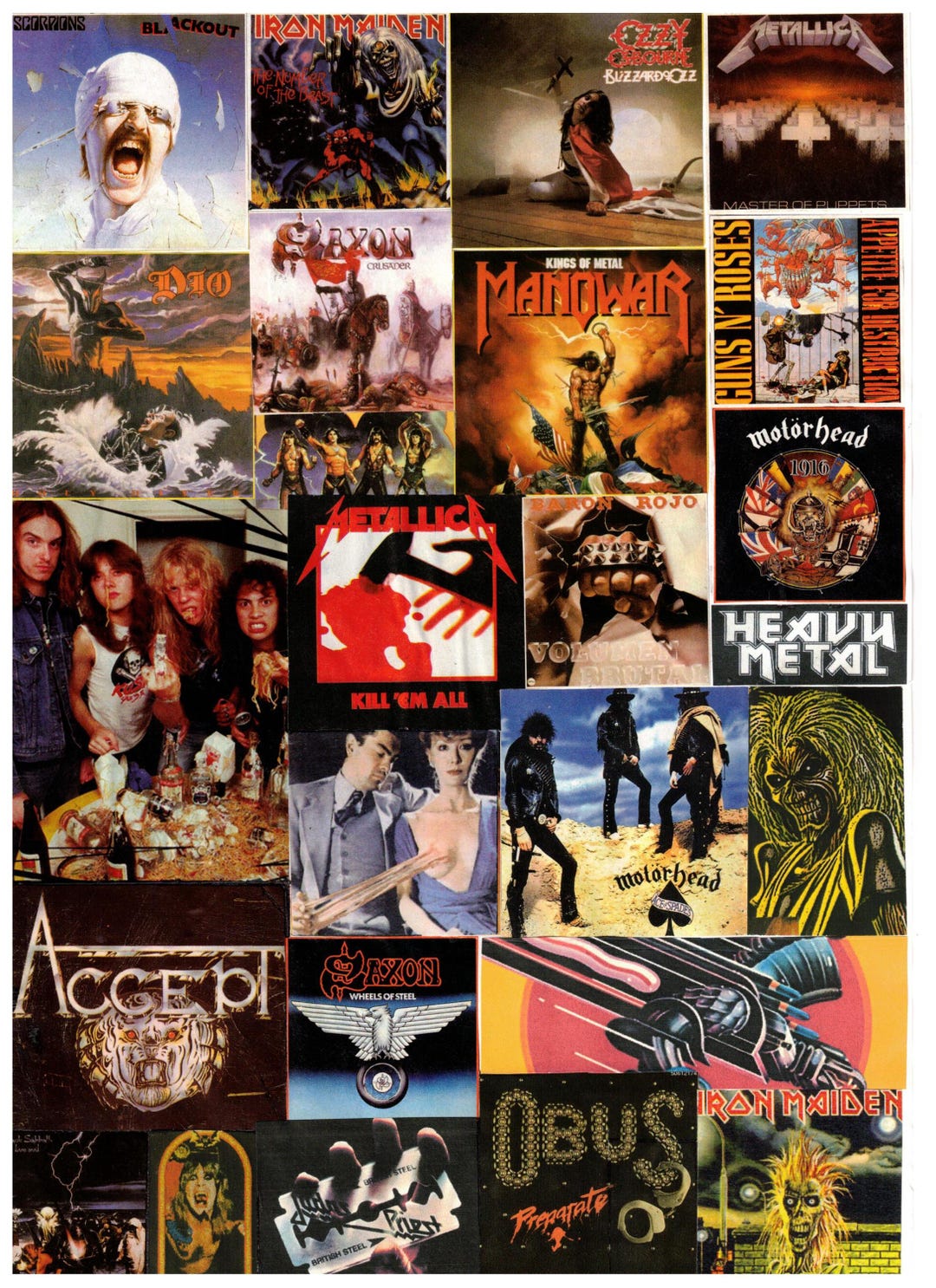 Sheets Heavy Metal 1980s & Hard Rock 1970s Dina3 Collages on ...
