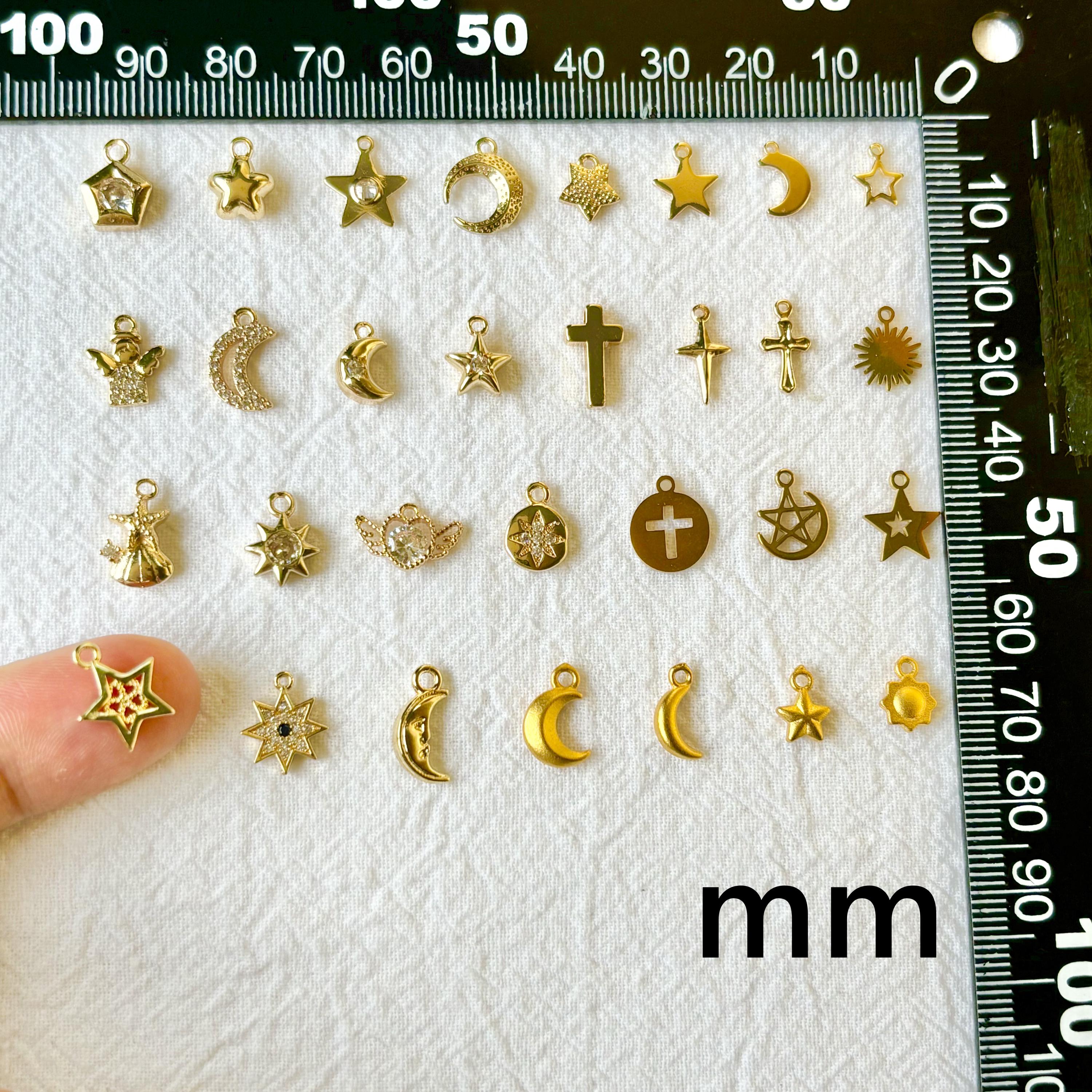 Mini Moon Star Charm, Journal Charms, Gold Charm/pendant, Gold Charms ...
