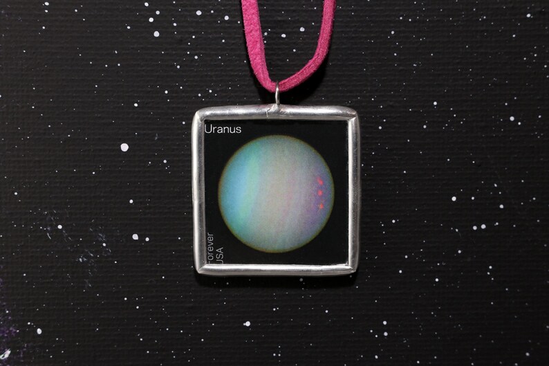 Look Uranus Necklace Space Postage Stamp Soldered Pendant Free Shipping ...