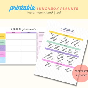 Lunchbox Planner Template, Kids Lunchbox Checklist, School Lunchbox ...