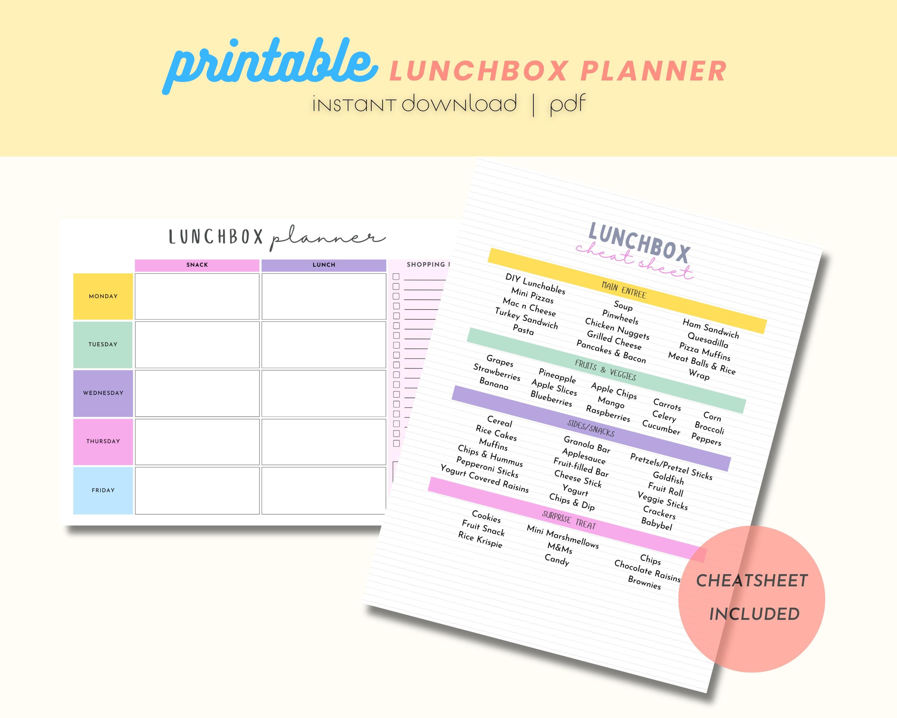 Lunchbox Planner Template, Kids Lunchbox Checklist, School Lunchbox ...