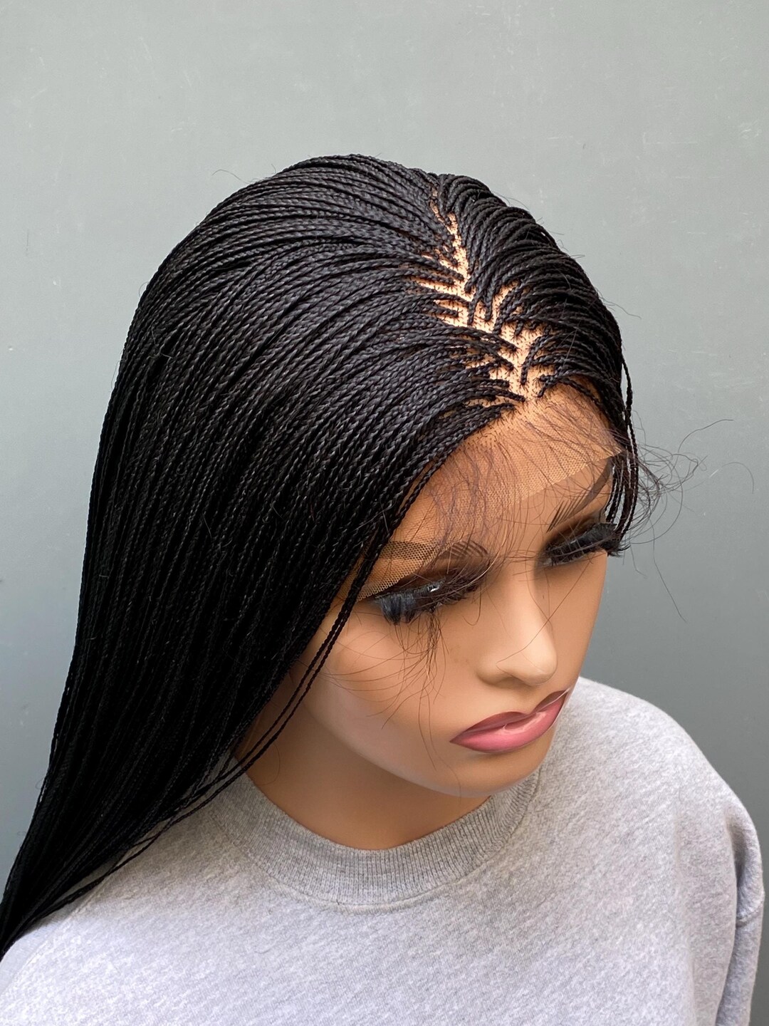 Micro Braid Wig: Glueless 13*6 Frontal, Customizable Tiny Braids - Etsy