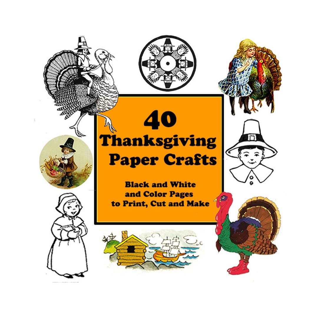 40 Thanksgiving Paper Craft Projects to Print and Make. Vintage ...
