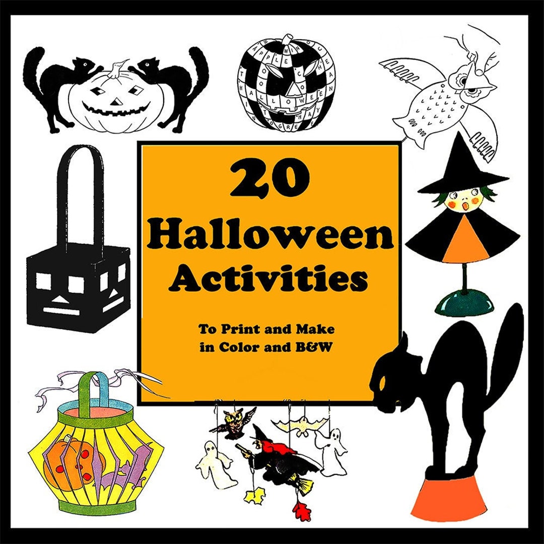 20 Halloween Vintage Activities Print and Cut. Vintage Halloween ...