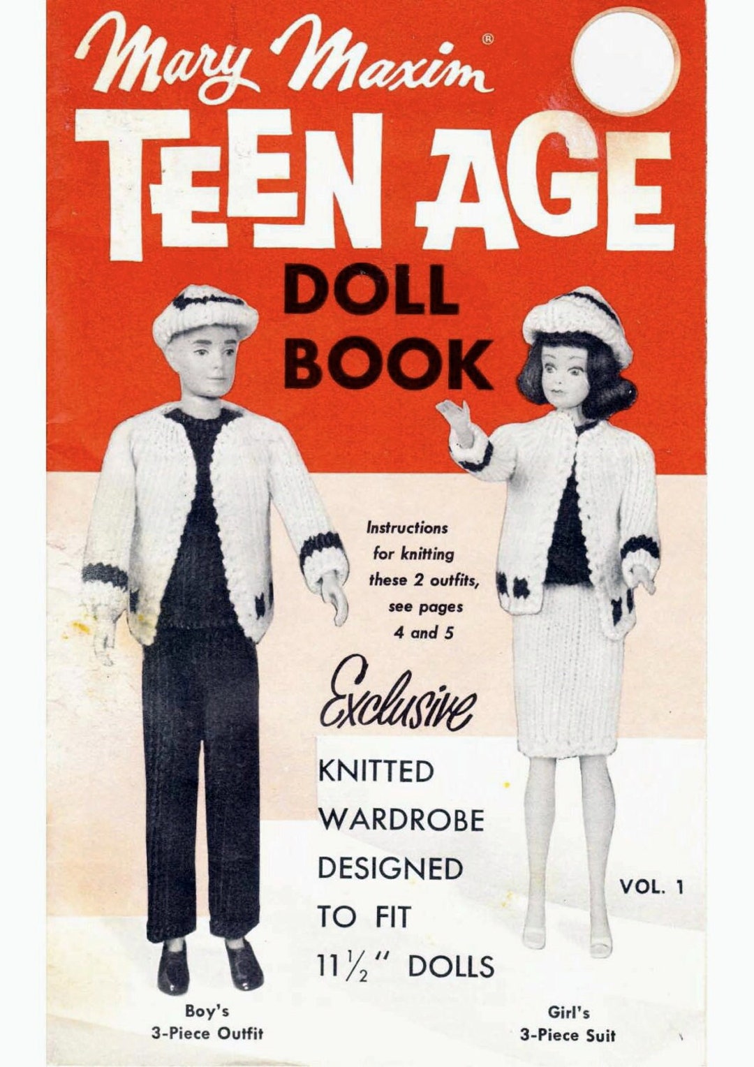 Mary Maxim Fashion Doll Clothes. Barbie and Ken.vintage Knitted Toy ...