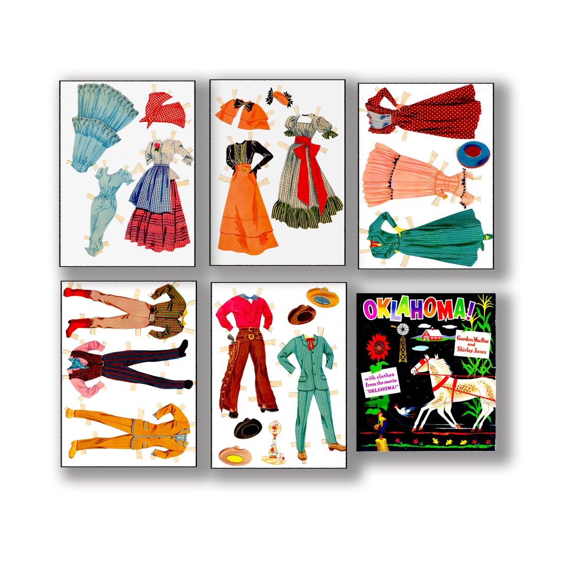 Oklahoma! Paper Doll Book, 1956, Whitman #1954, 12 Pages, Musical ...