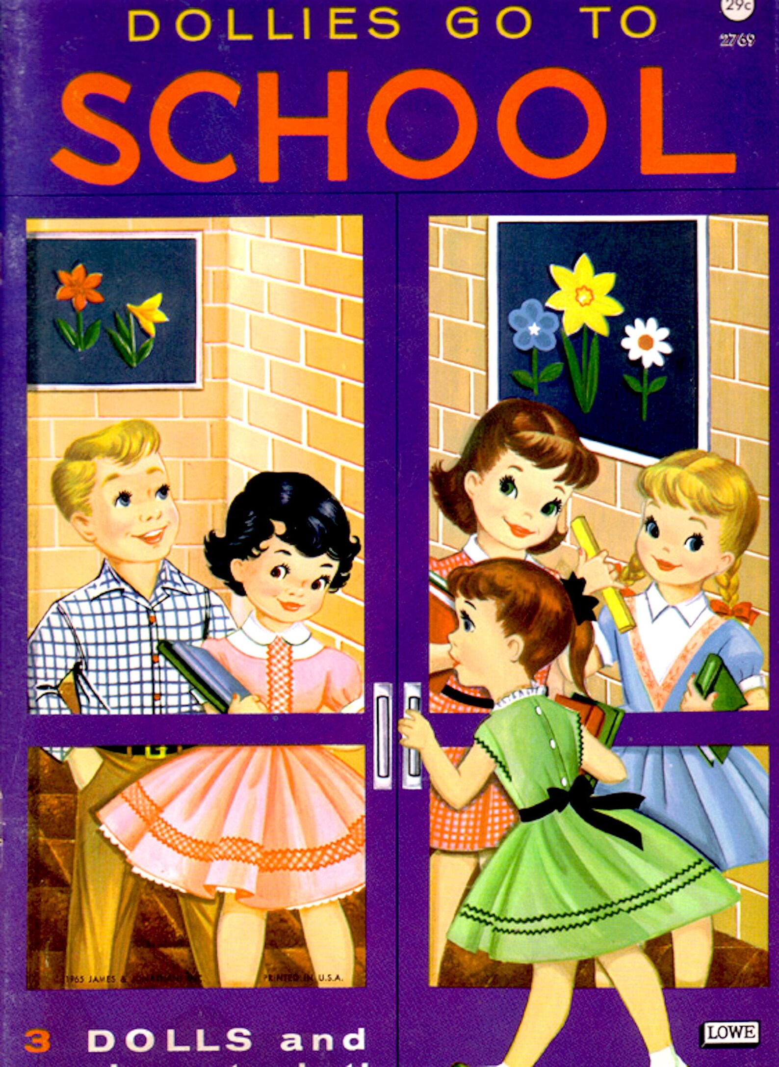 Dollies Go to School, Paper Doll Book, 1960s, Lowes, 8 Pages, Kids, PDF ...