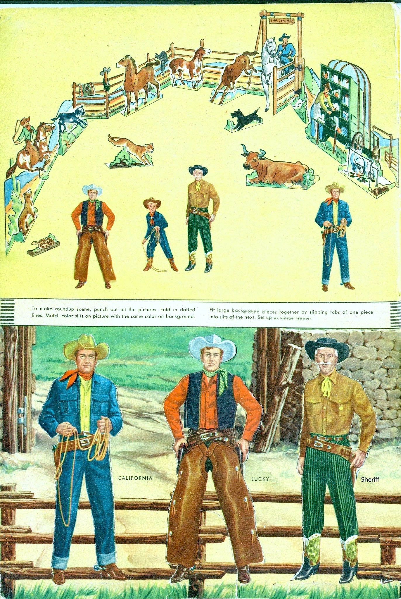 Hopalong Cassidy Paper Doll Book, 1950s, 9 Pages, Diorama, Western ...