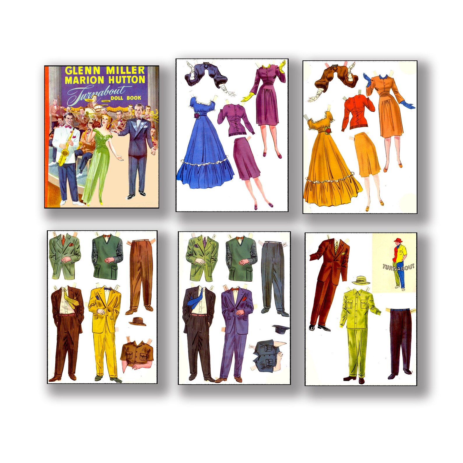 Glenn Miller and Marion Hutton, Turnabout Paper Doll Book, 1942, 18 ...