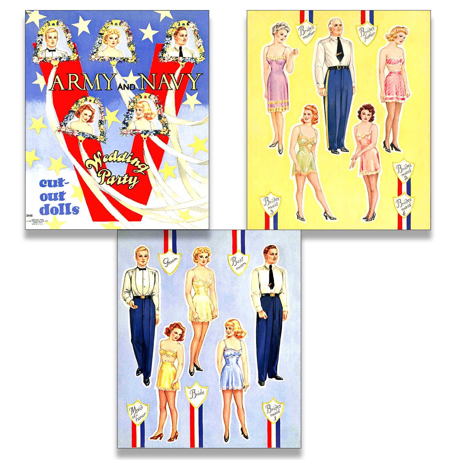Army and Navy Wedding Paper Dolls - 50's Fashion Dolls - Paper Dolls ...