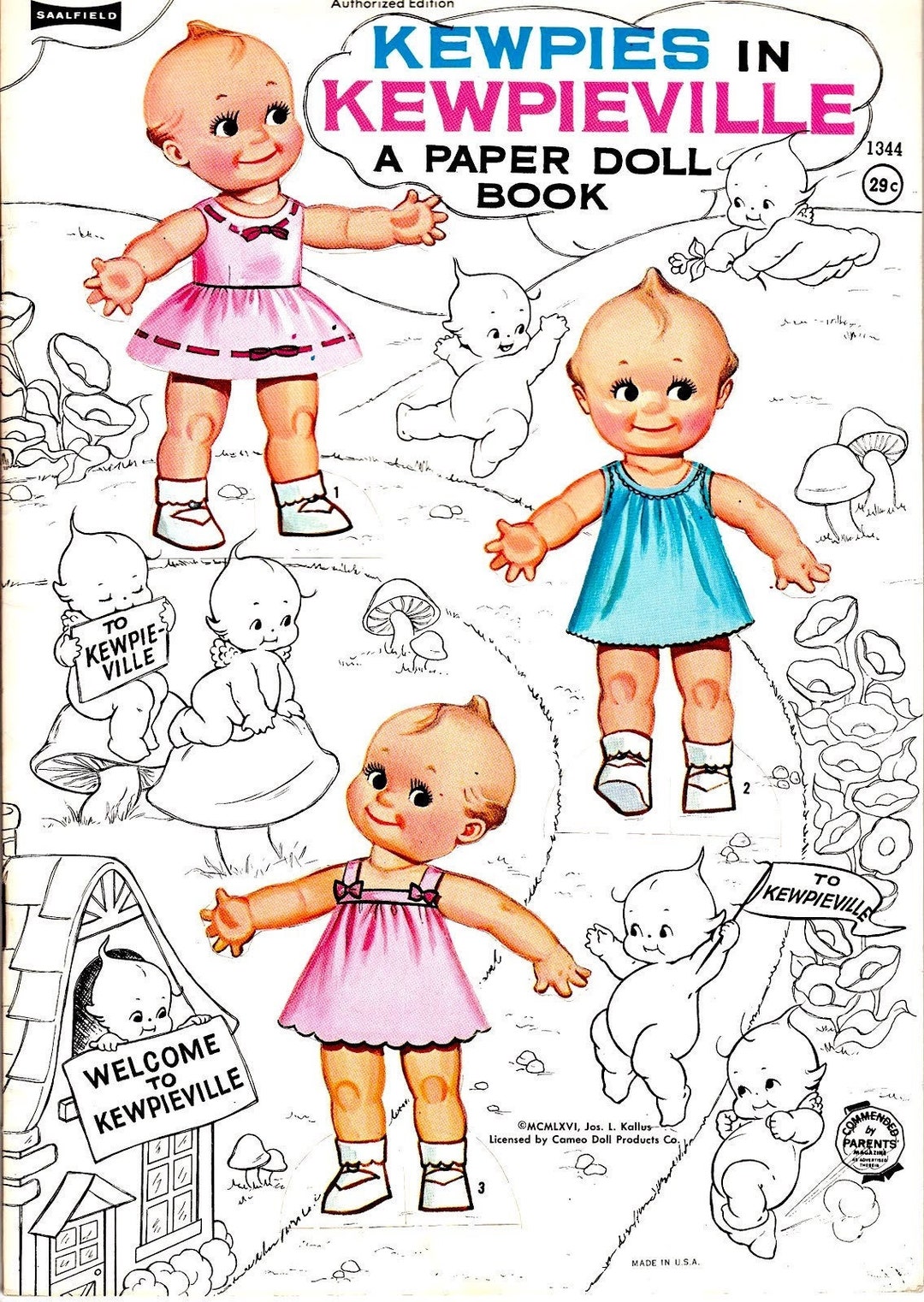 Kewpies in Kewpieville, Paper Doll Book, 1966, 6 Pages, Kewpies, Kids ...