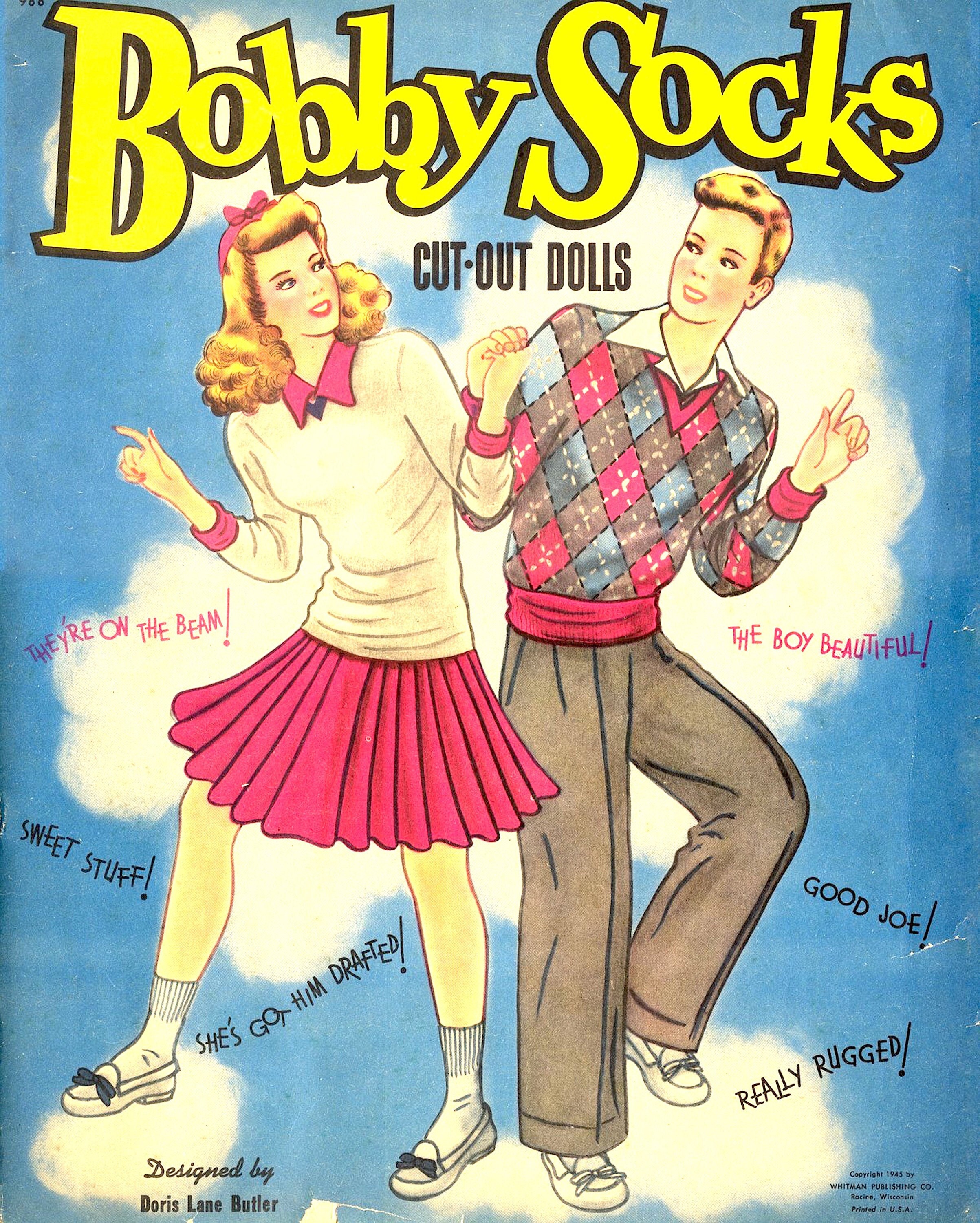 Bobby Socks Paper Doll Book, 1945, 12 Pages, Whitman #988, High School ...