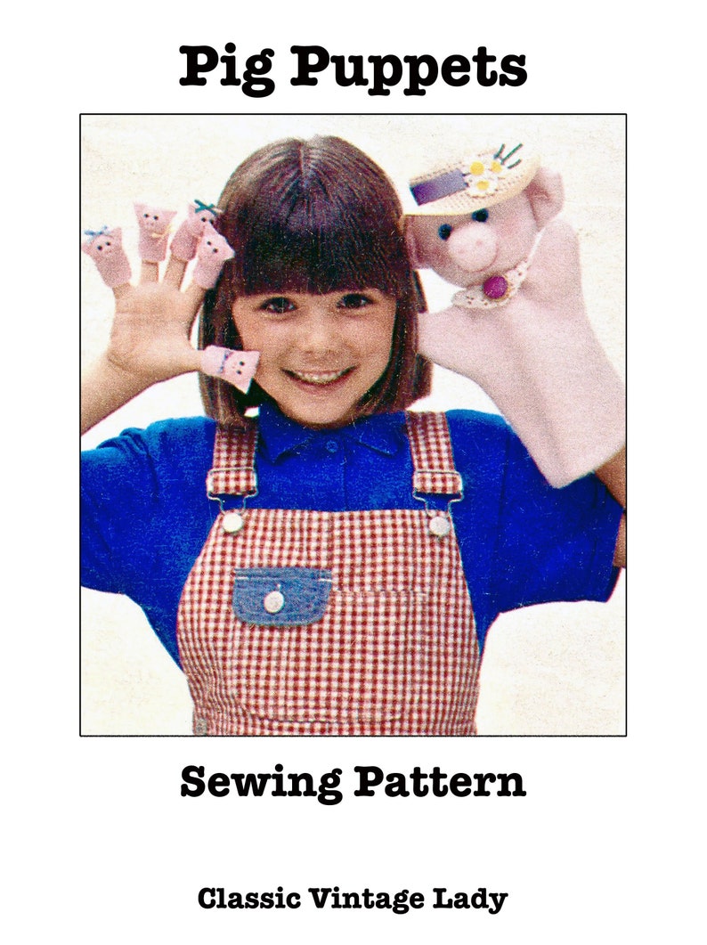 Piggy Puppets. Sewing Pattern. Mom Glove Puppet. Piglet Finger Puppet ...