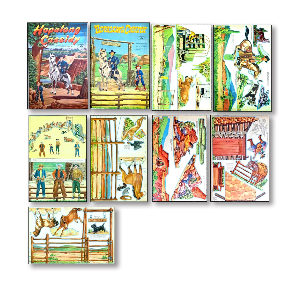 Hopalong Cassidy Paper Doll Book, 1950s, 9 Pages, Diorama, Western ...