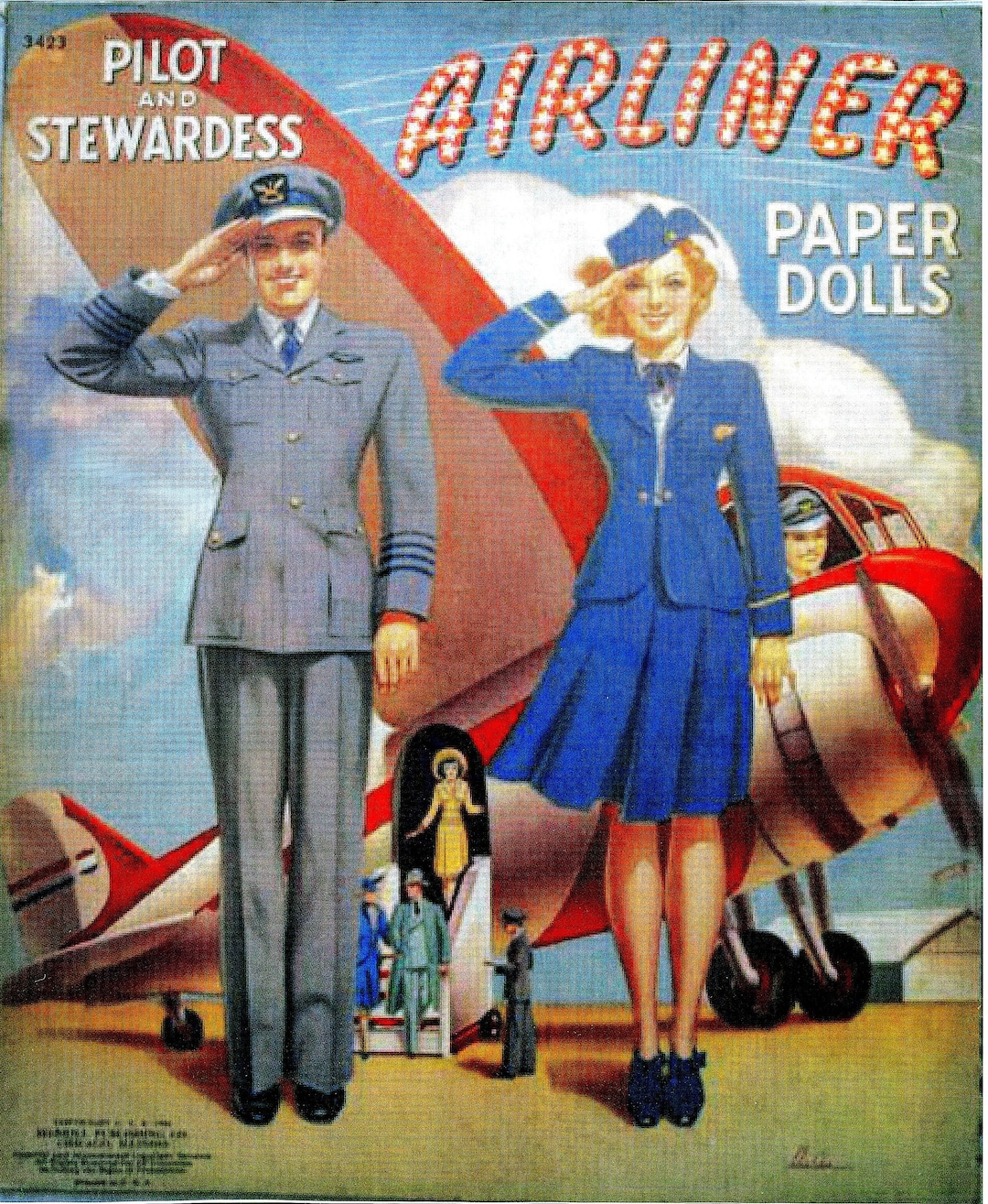 Paper Doll Book, 1941, Airliner Paper Dolls, 9 Pages, Wartime Dolls ...
